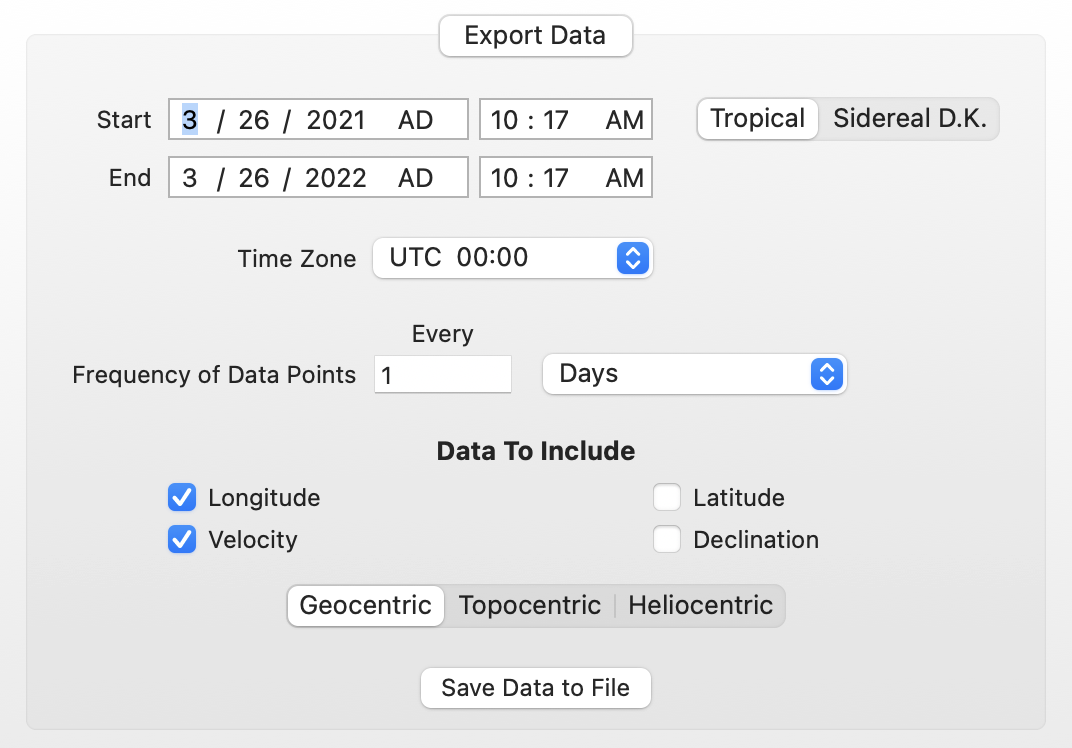Ephemeris Data Export (MacOS) – iPhemeris Astrology Software for iPhone ...